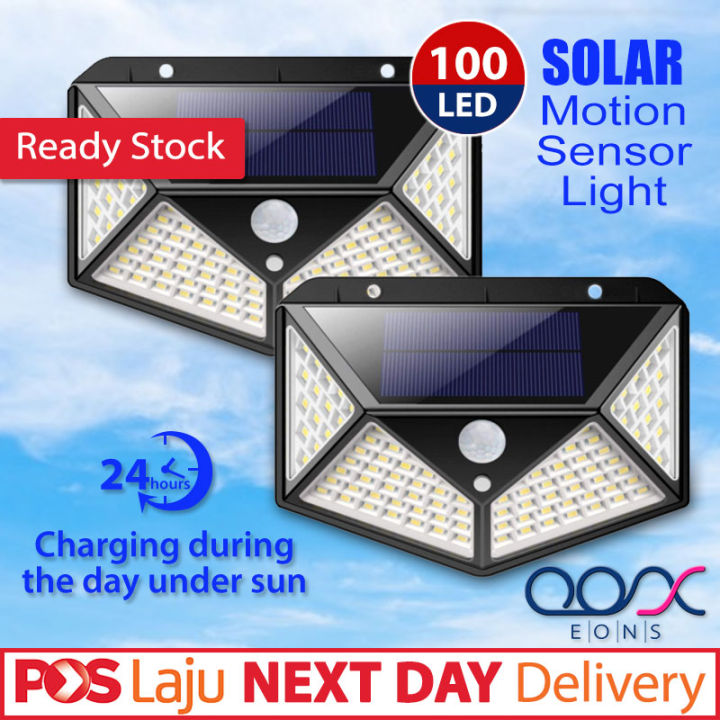 EONS 💖 100 LED Solar Lights Motion Sensor Waterproof with 3 Modes with 270° Wide Angle For ...