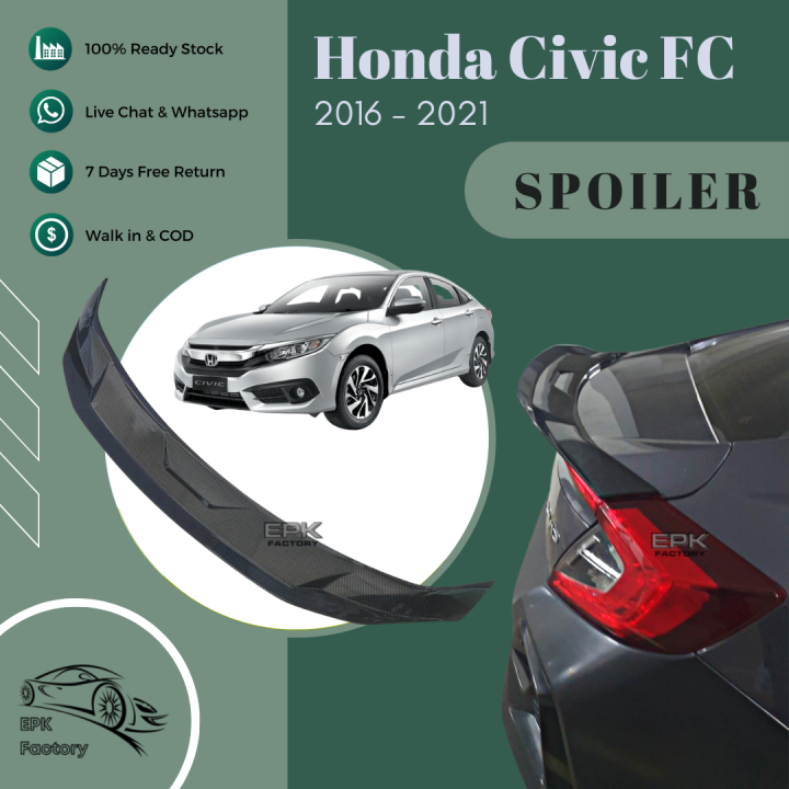 Honda Civic Spoiler FC Duck Tail ABS Rear Spoiler 2016 2017 2018 2019 ...