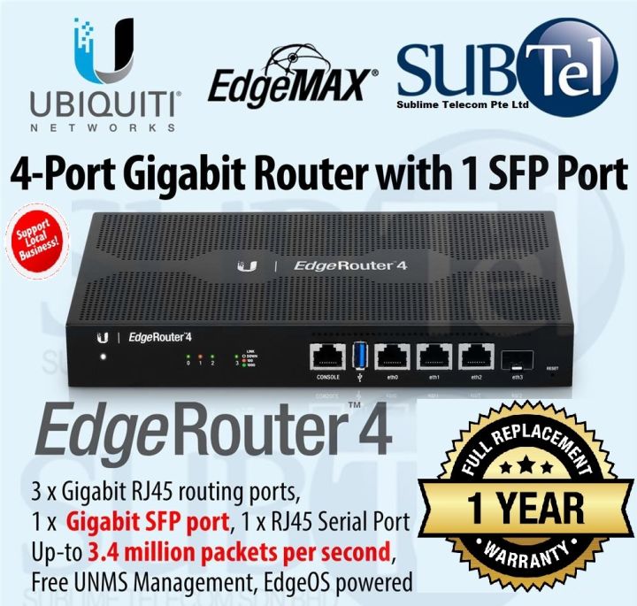 ER-4 Ubiquiti EdgeRouter 4 - With SFP UISP EdgeOS EdgeMax Router Series ...
