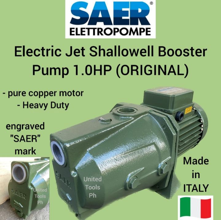 SAER Original Electric Water Pump Jet Booster Pump 1.0HP MADE IN ITALY ...