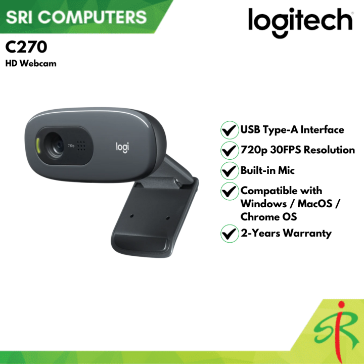 Logitech C270 HD Webcam (2-YEARS WARRANTY) | Lazada