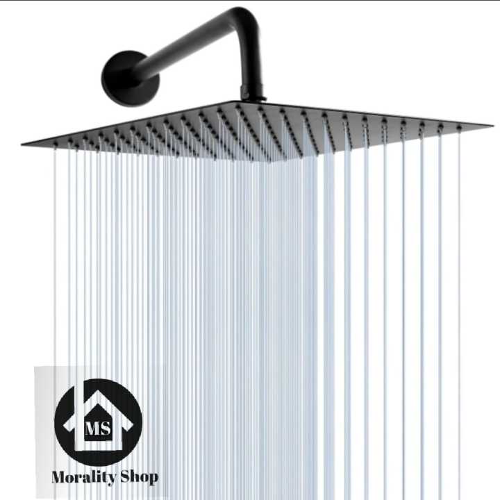 Wall Shower Kotak 8 inch Stainless Hitam WS8B Shower Tanam Tembok Set ...