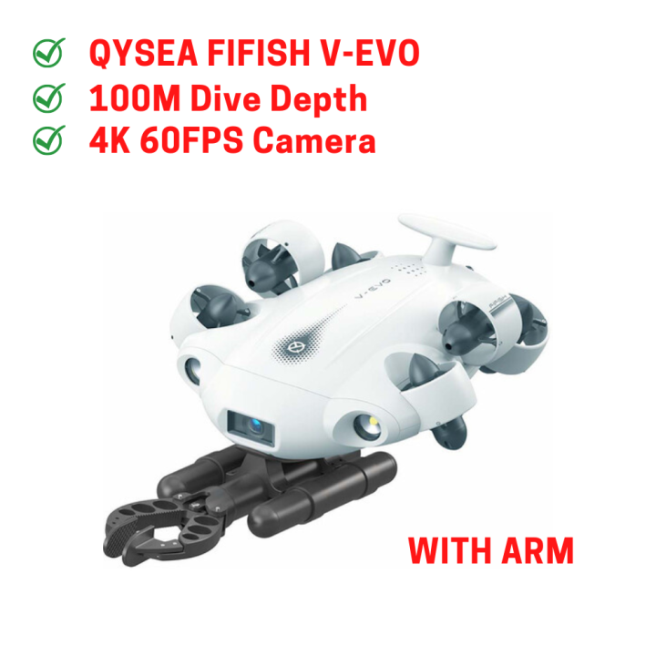 QYSEA FIFISH V-EVO Sea Underwater AI Survey ROV Drone with Robotic Arm ...