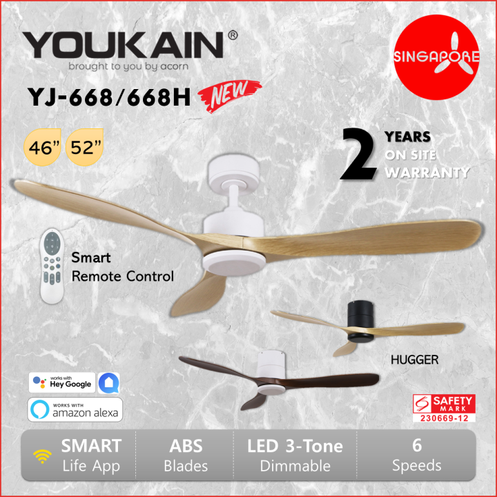 Youkain Acorn Smart Ceiling Fan Optimum YJ-668 / YJ-668H 46" 52" Energy ...