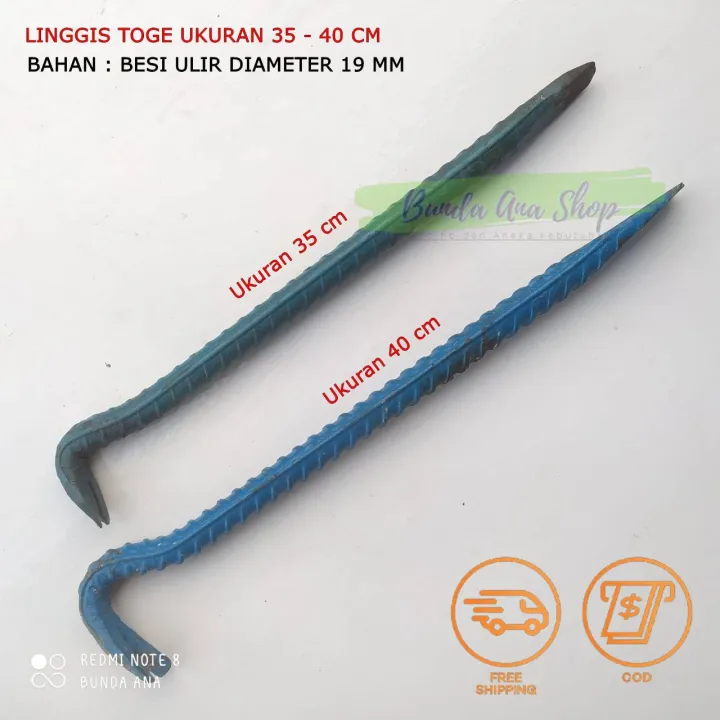 Linggis Besi Kecil Ukuran 60 cm , 40 cm , 50 cm Linggis toge cabut paku ...