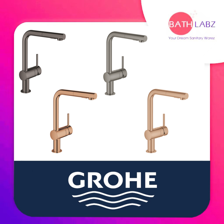 GROHE 30274A00 | 30274DA0 | 30274AL0 | 30274DL0 MINTA L SPOUT PULL OUT DUAL SPRAY KITCHEN SINK ...