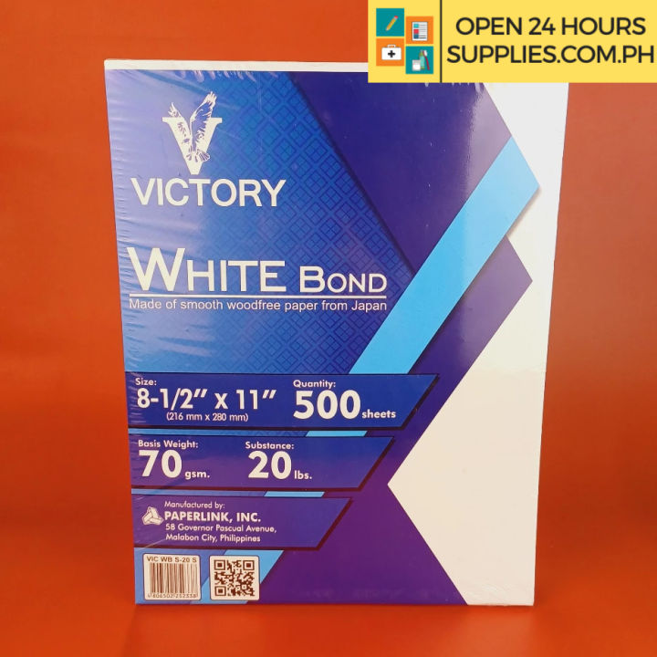 Bond Paper (Victory) 70gsm Short 500s S-20 lbs short bond paper 1 ream ...