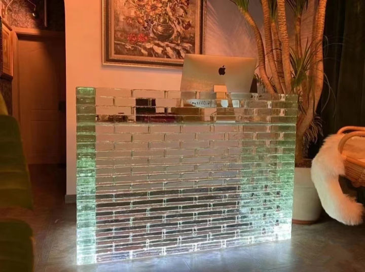 Yujing cloud glass brick hollow square ultra-white transparent crystal ...