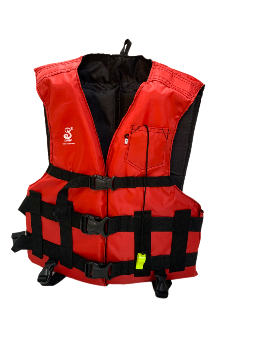 เสื้อชูชีพรุ่น T-001 สีแดง มีนกหวีดและสายรั้งขา เพื่อความปลอดภัยของผู้ ...