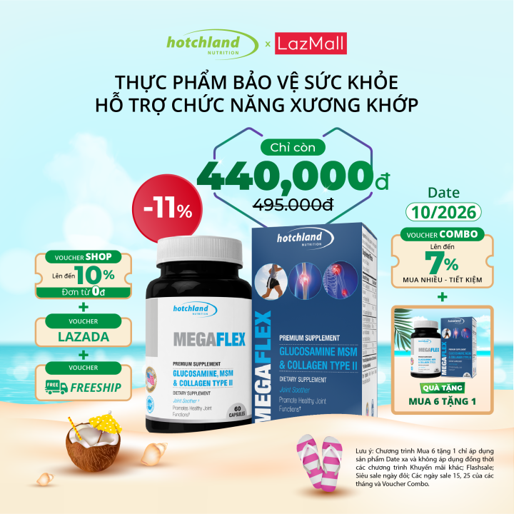 Viên uống Hotchland Nutrition Glucosamine MegaFlex giúp tăng dịch nhờn ...