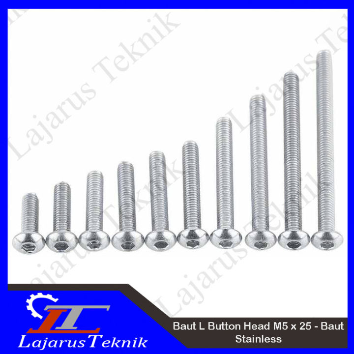 Baut L Button Head M5 x 25 - Baut Stainless | Lazada Indonesia