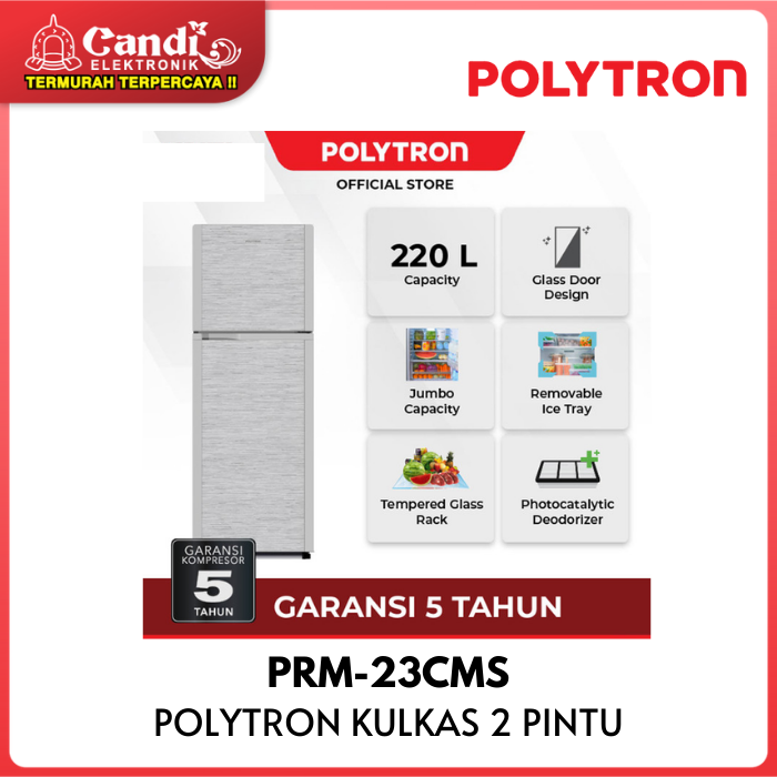 POLYTRON Kulkas 2 Pintu Kapasitas 220 Liter Belleza PRM-23CMS | Lazada ...