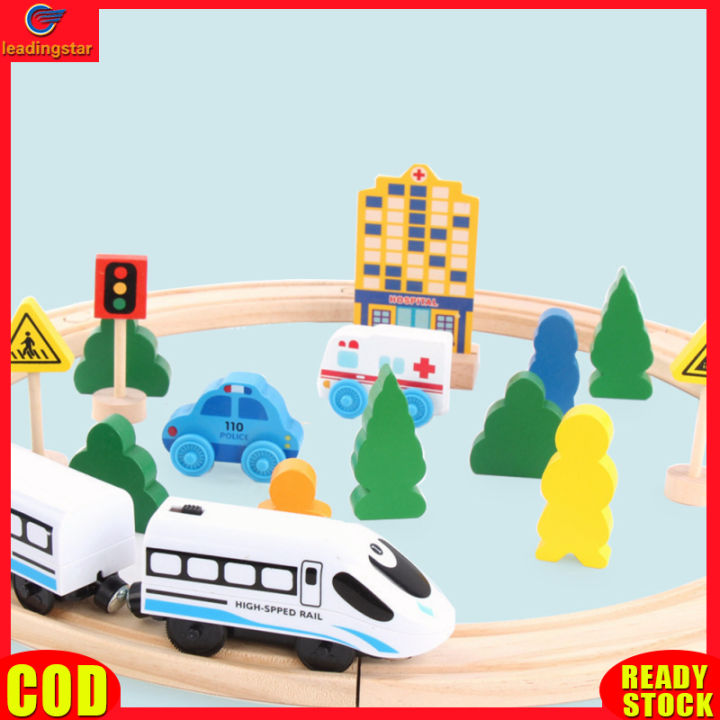 Wooden Train Set With Tracks Toys Model Train Railway Electric Car Set ...