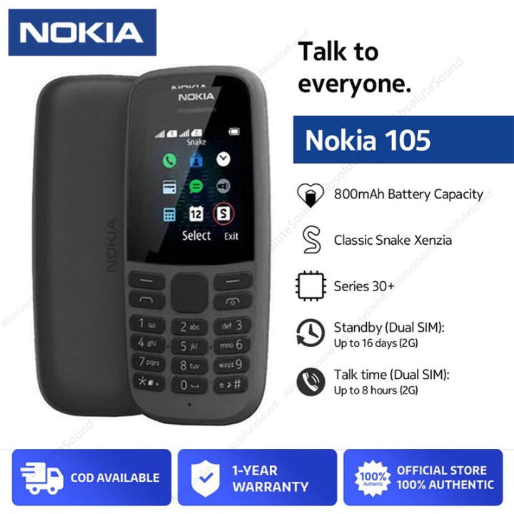 Nokia 105 Dual SIM 800 mAh - Keypad Cellphone Basic Phone 【100% ...
