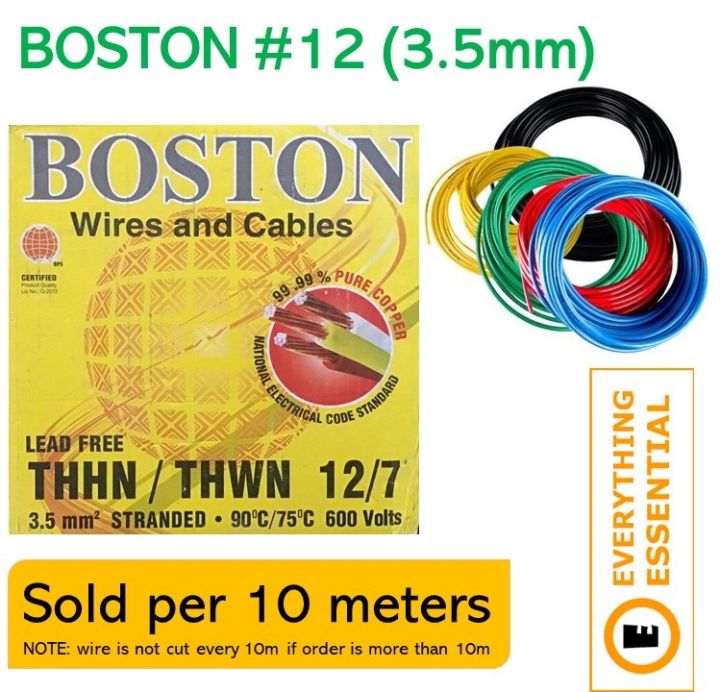 Sold per 10 meters, Boston AWG 12 (3.5 mm) THHN stranded electrical ...