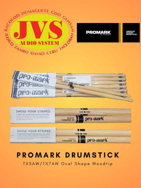 Promark TX5AW/TX7AW Classic Forward 5A/7A Hickory Drumstick - Oval Wood ...