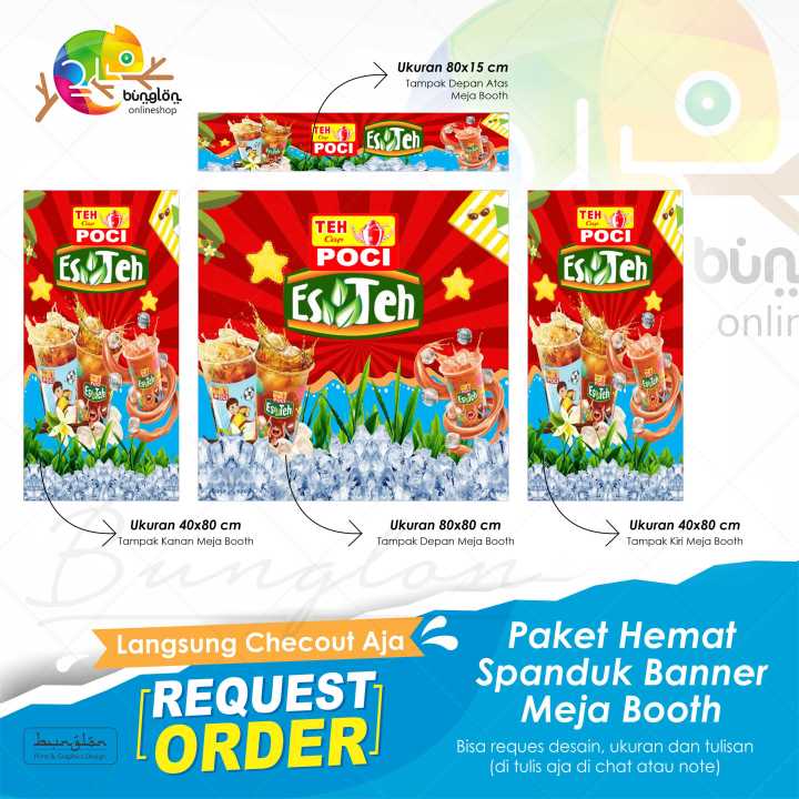 Spanduk Banner Paket Hemat Meja Booth Es Teh Poci Model Merah | Lazada ...