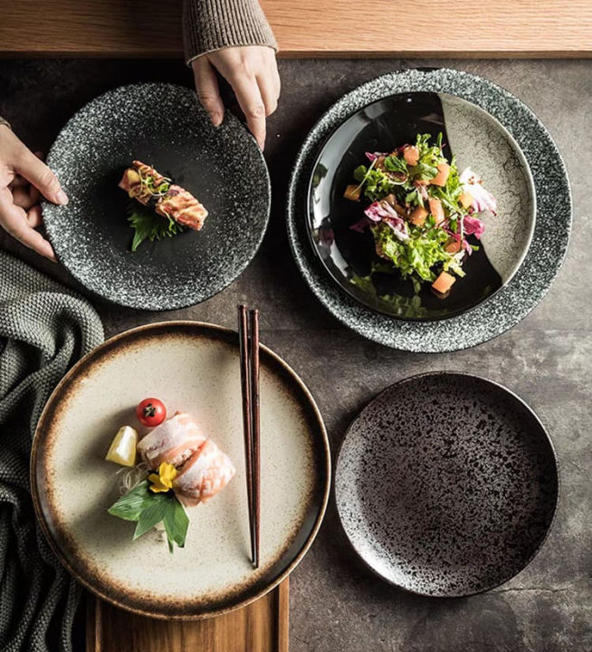 Raito Japanese Ceramic Flat Dinner Plate Tableware for Restaurant Snack ...