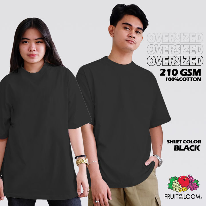 Fruit of the Loom Oversized Black Soft Premium Unisex Half Sleeve 100% ...