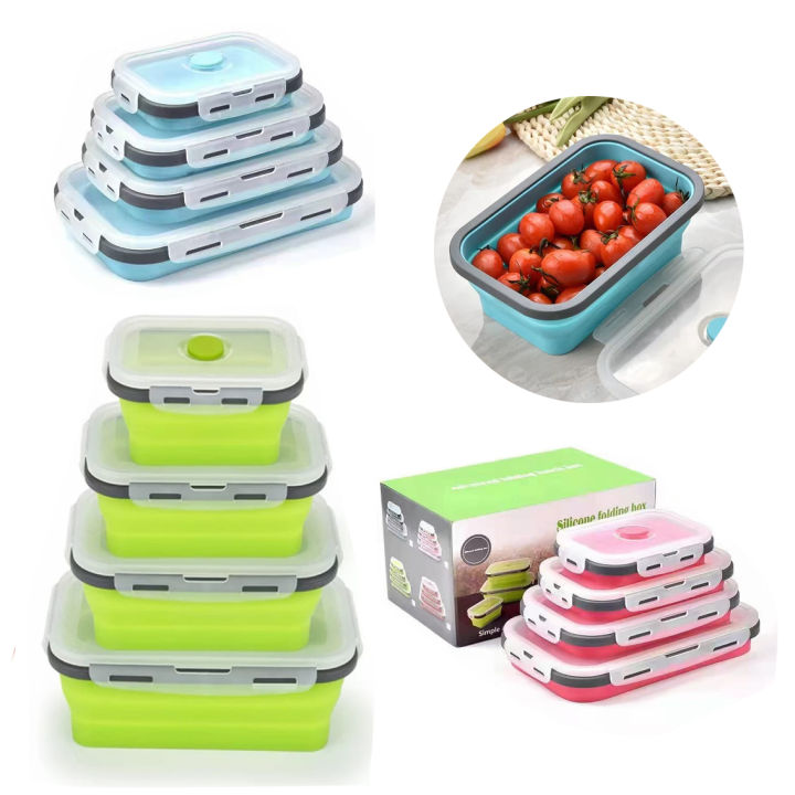 4in1 Silicone Collapsible Food Container Set | Lazada PH