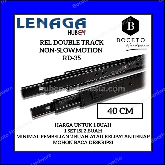 Rel Laci Double Track 40 CM Full Extension LENAGA by HUBEN RD-35-400 ...