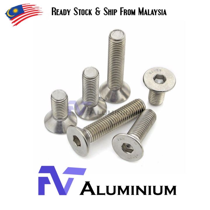 SUS 304 - M4 M5 M6 M8 Hex CSK Socket Countersunk Flat Head Stainless ...