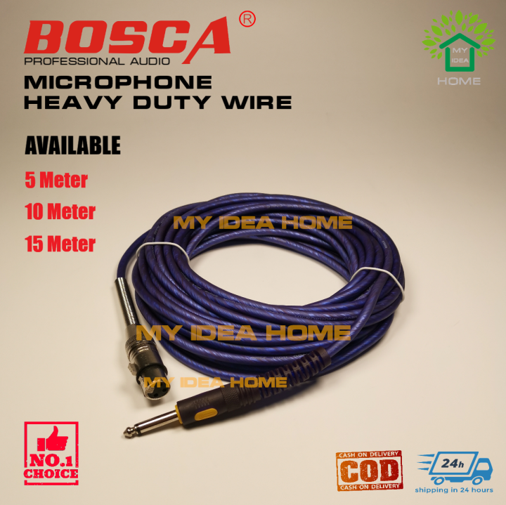 BOSCA Heavy Duty 5M 10M 15M Microphone Wire High Grade LOW-NOISE Cable ...