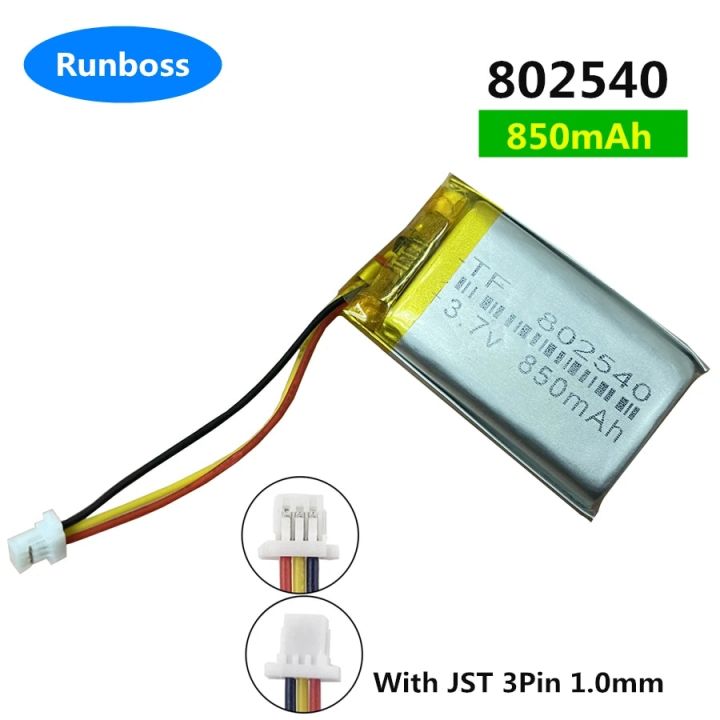 【Top Picks】 1-4pcs 3.7v 850mah 3 Wire Thermistor Li Lipo 802540 Jst ...