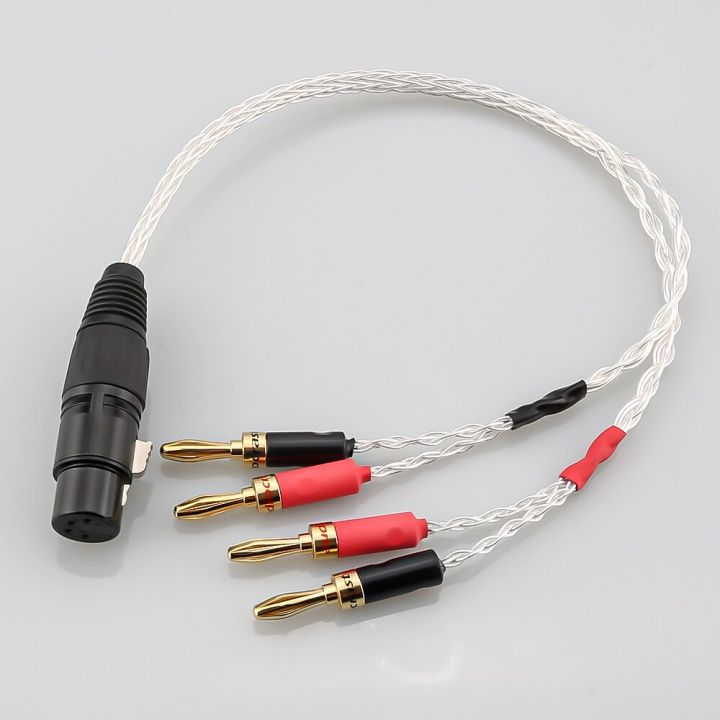 Audiocrast OCC Silver Plated XLR Female 4pin to Deluxe 4mm Banana Plug ...