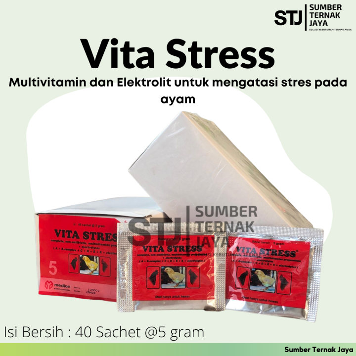 Vita Stress 1 box isi 40 sachet per 5 gram Vitamin Anti Stress Ayam ...