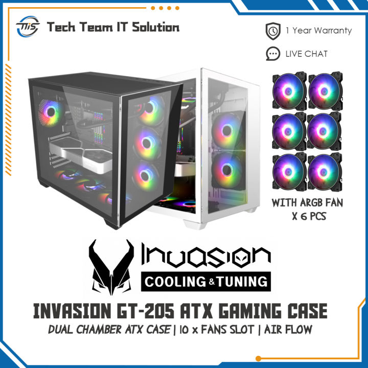 INVASION GT-205 (ATX Gaming Case) | With 6 ARGB Fans | Dual Chamber ATX ...