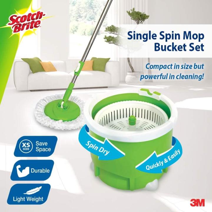 3M Scotch-Brite Single Spin Mop with Bucket | Home Office Kitchen Room ...