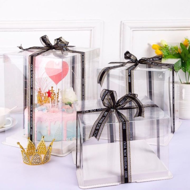 Cake Box Transparent Birthday Gift Acetate clear cake box 4 6 8 10 12 ...