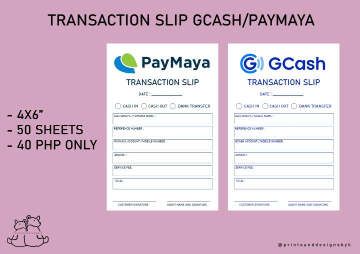 TRANSACTION SLIP / GCASH OR PAY MAYA | pndk | Lazada PH