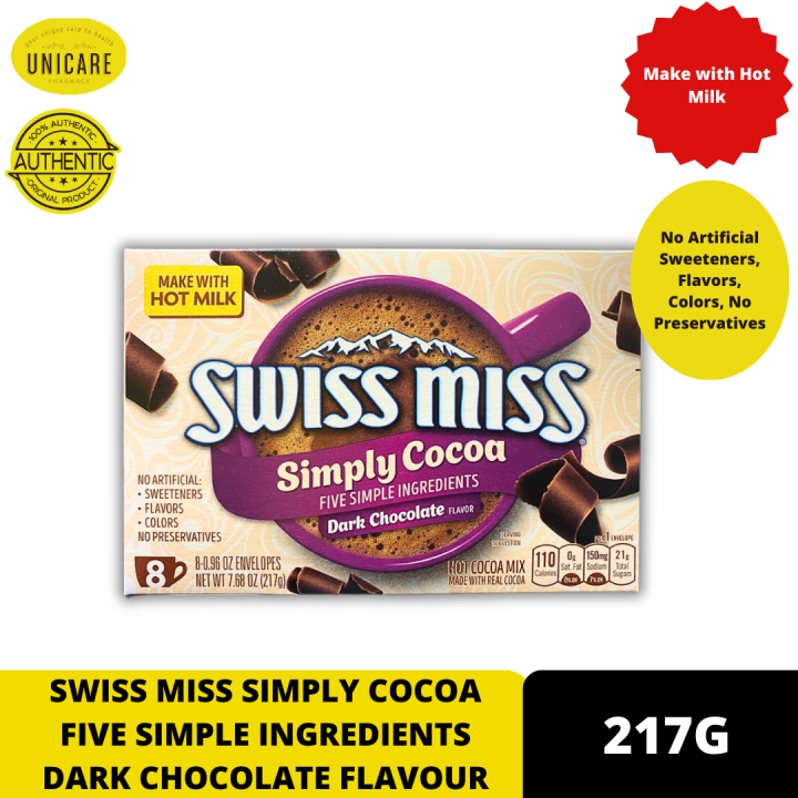 SWISS MISS SIMPLY COCOA FIVE SIMPLE INGREDIENTS DARK CHOCOLATE FLAVOUR ...
