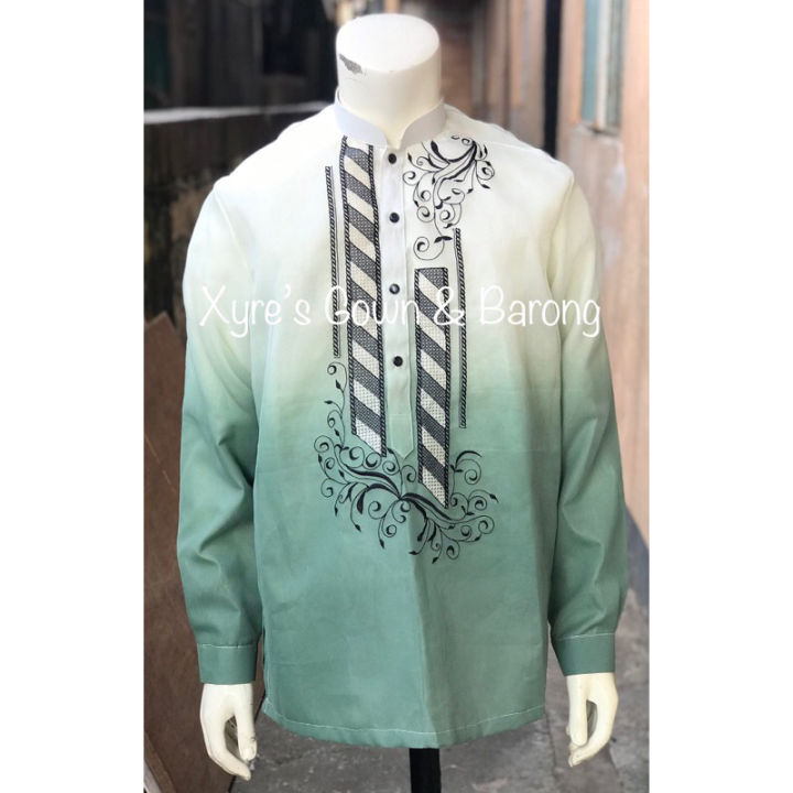 （NEW） Sage Green Monochromatic Barong Tagalog with Lining/Organza ...