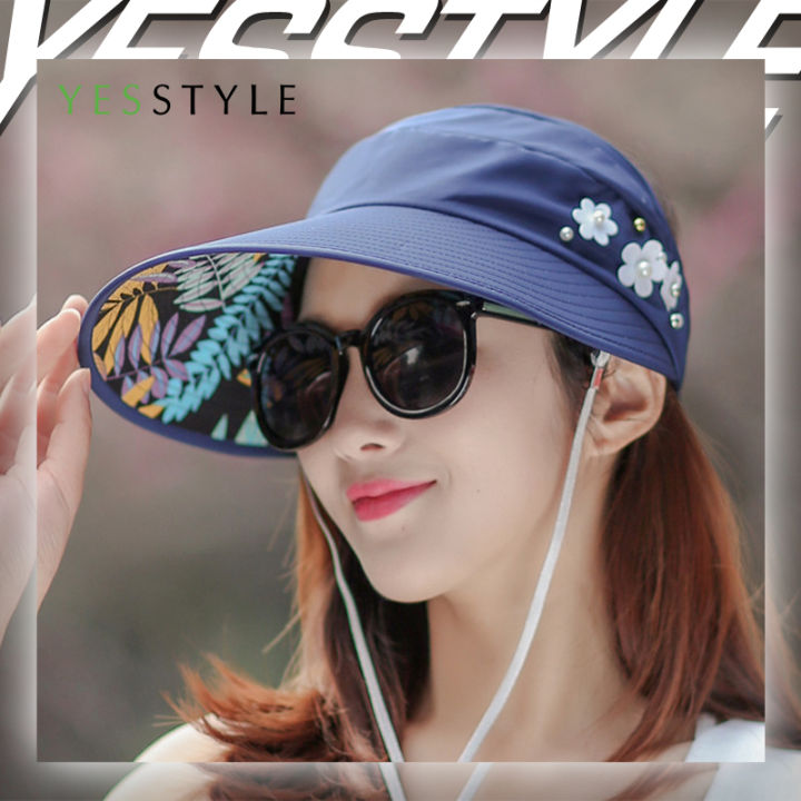 Topi Visor Lipat Wanita Motif Bunga Topi Cewek Pelindung Sinar UV ...