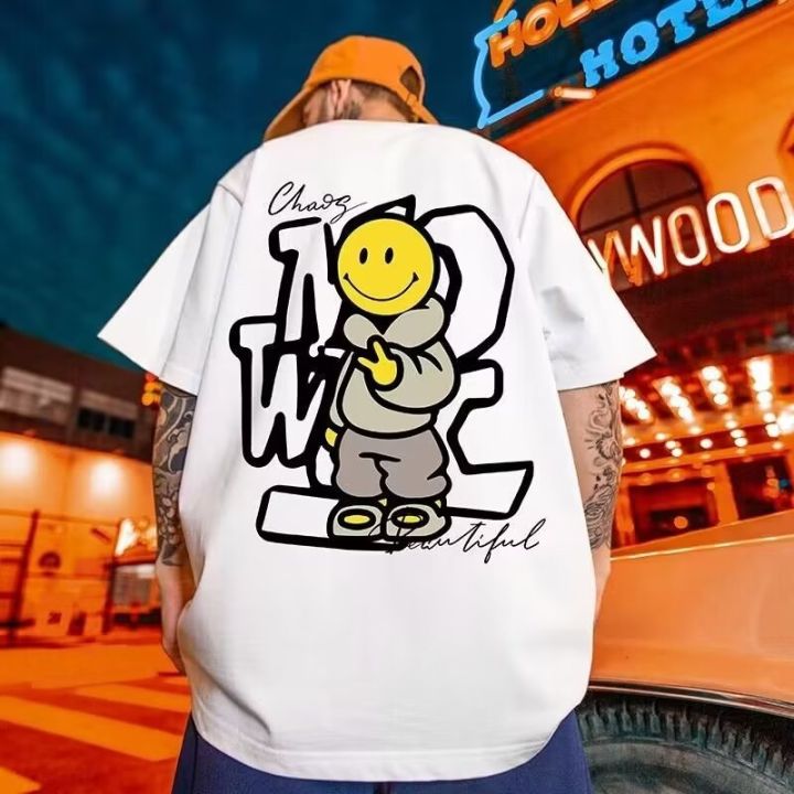 (S-8XL) INS เสื้อยืดอินเทรนด์แขน5/4คอกลมพิมพ์ลายใส่สบายๆสำหรับฤดูร้อนแฟชั่นสไตล์มาตรฐานของเมือง ...