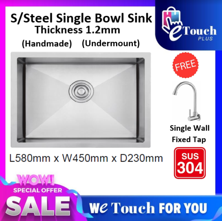 High Quality Stainless Steel Grade SUS304 Single Bowl Kitchen Sink With ...