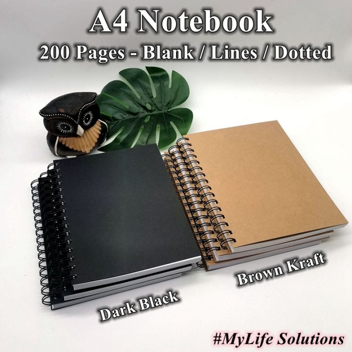 200 Pages A4 Notebook Black Notebook Kraft Notebook Diary Book Journal ...