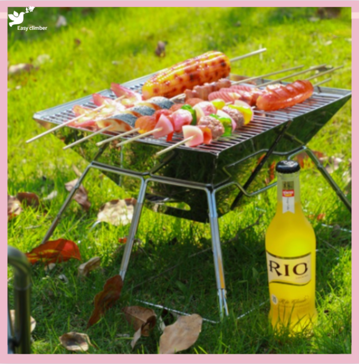 Portable and foldable stainless steel grill with lifting net | Lazada PH