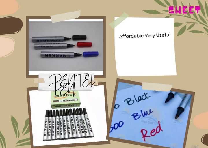 Sweet 12Pcs/box MS300 Black Bullet Tip Pentel Pen Permanent Marker ...