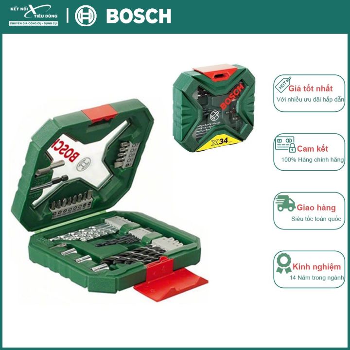Bộ mũi khoan và vặn vít X-Line 34 chi tiết Bosch 2607010608 Kết Nối ...