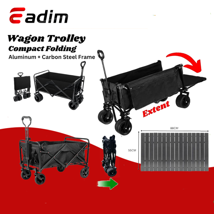 Outdoor Foldable Wagon, Trolley Cart Large Capacity, Heavy Duty Folding ...