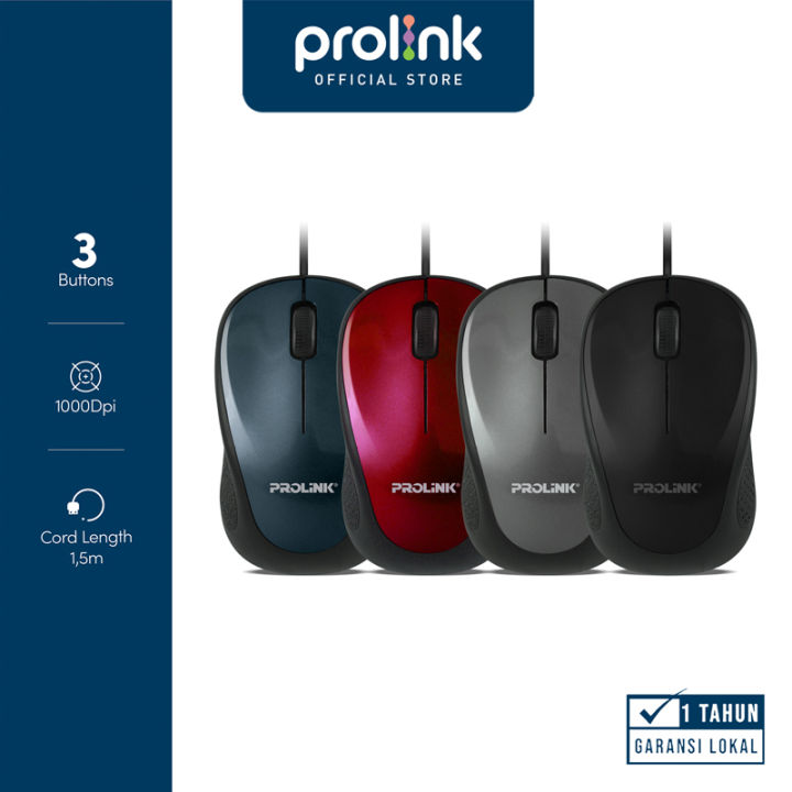 Prolink USB Mouse wired cable l 3 buttons l Optical 1000 DPI l mouse ...