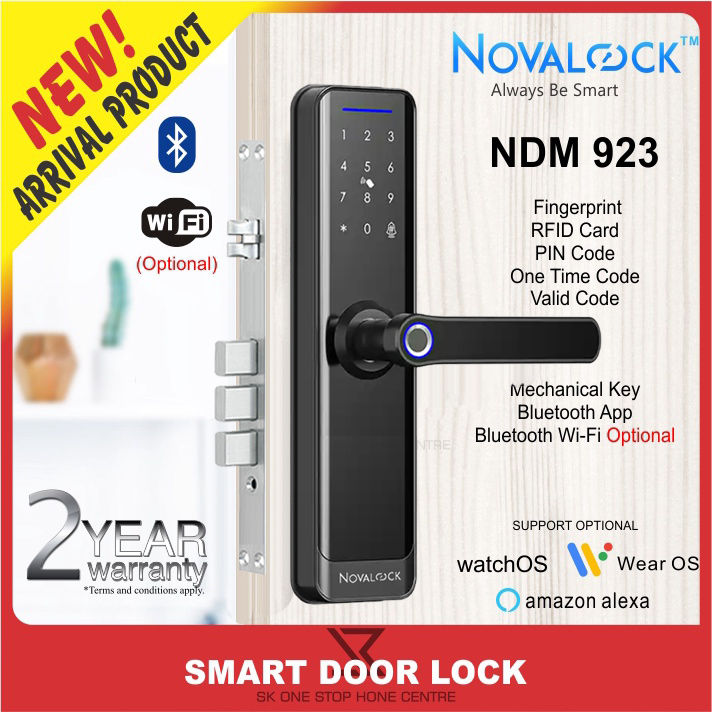 Novalock NDM 923B Smart Door Lock ( Fingerprint, PIN Code, Card, Key ...