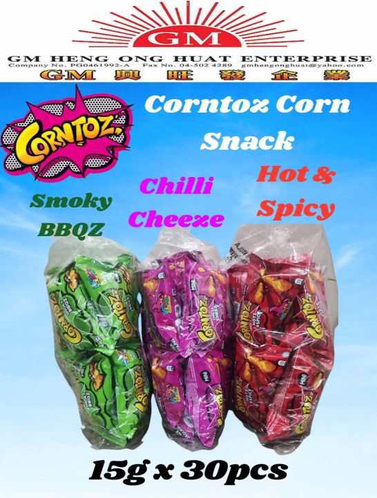 Corntoz Snack – Smoky BBQ / Chilli Cheez / Hotz & Spicy (15g x 30's ...