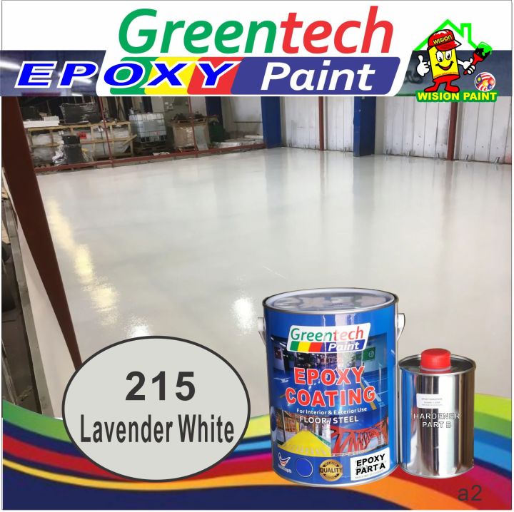 215 LAVANDER WHITE ( 5L GREENTECH EPOXY PAINT ) Cat Lantai ( 4Liter ...
