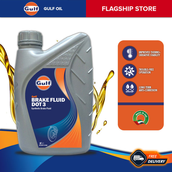 GULF Brake Fluid Dot 3 (1L) - Fully Synthetic Brake Fluid (1L) | Lazada