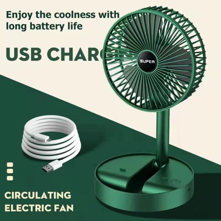 Telescopic Desk Electric Fan Mini Folding Fan Mute With USB Charging ...